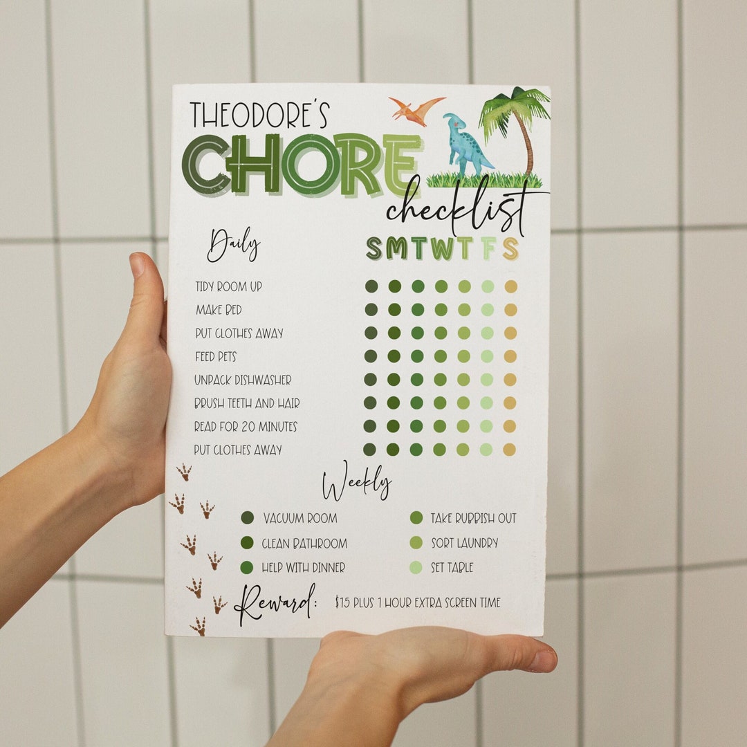 Dinosaur Chore Chart Printable Editable Family Chore Chart Kids ...
