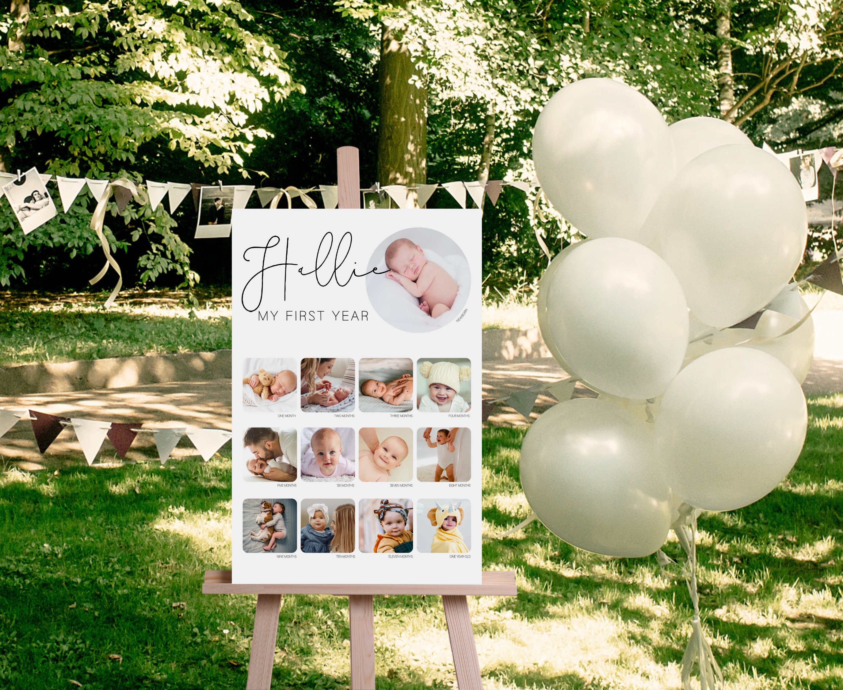 Printable Babys First Birthday Photo Collage Poster First Birthday ...