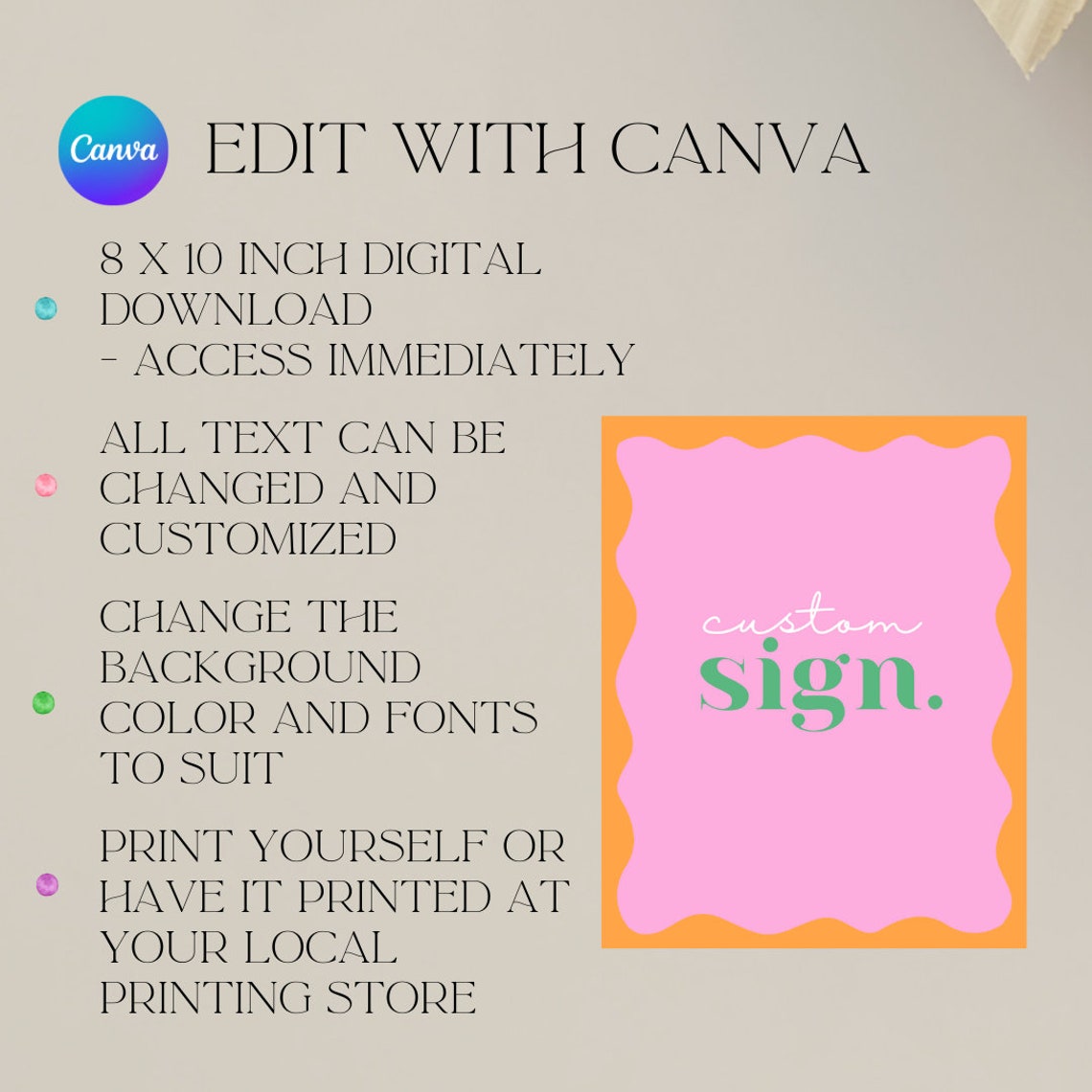 Printable Retro Wavy Custom Party Sign Editable Sign Template - Etsy