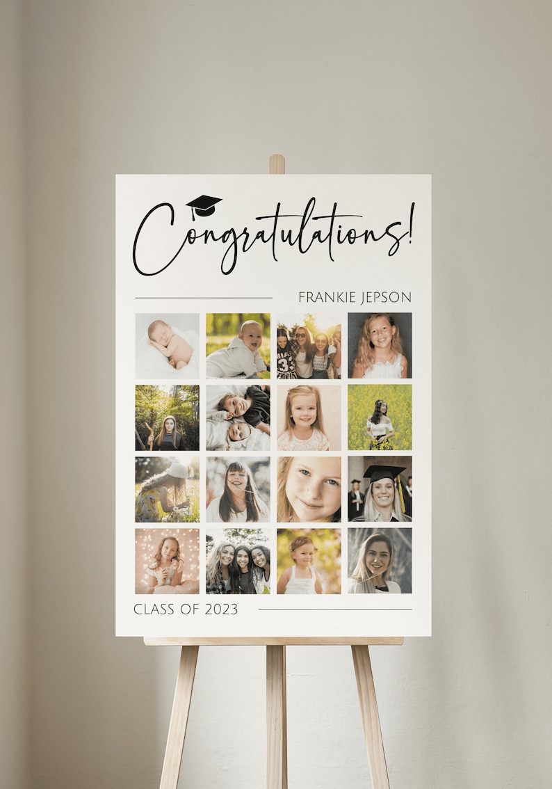 Graduation Announcement 2023 Photo Collage Printable Modern Graduate ...