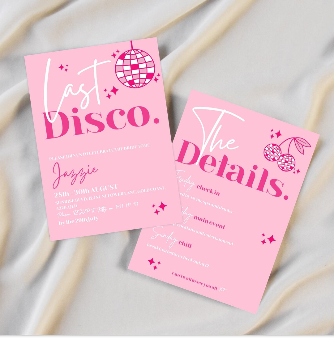 Last Disco Bachelorette Party Invitation Printable Disco Themed ...