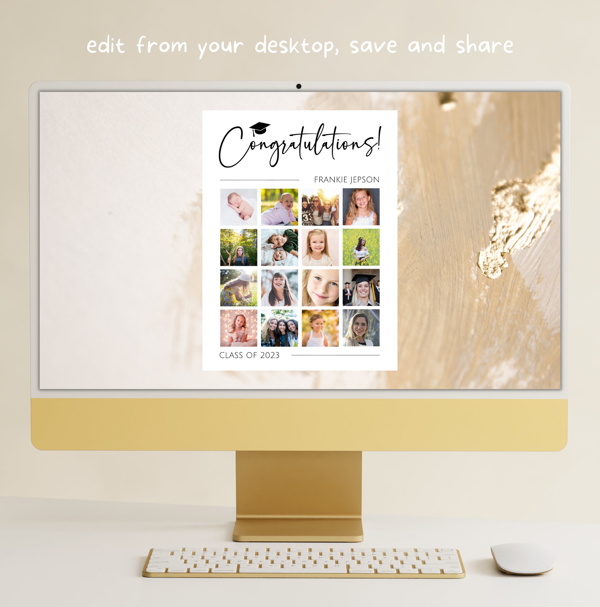 Graduation Announcement 2023 Photo Collage Printable Modern Graduate ...