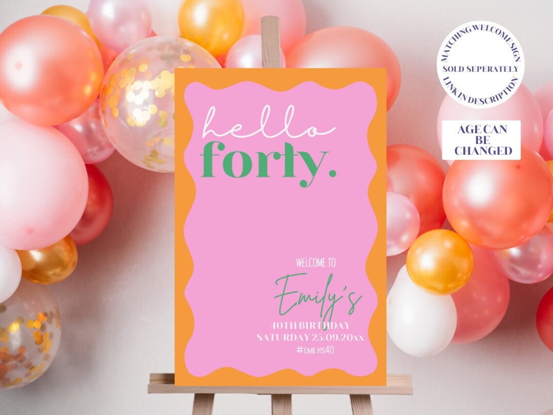 Printable Retro Wavy Custom Party Sign Editable Sign Template Birthday ...