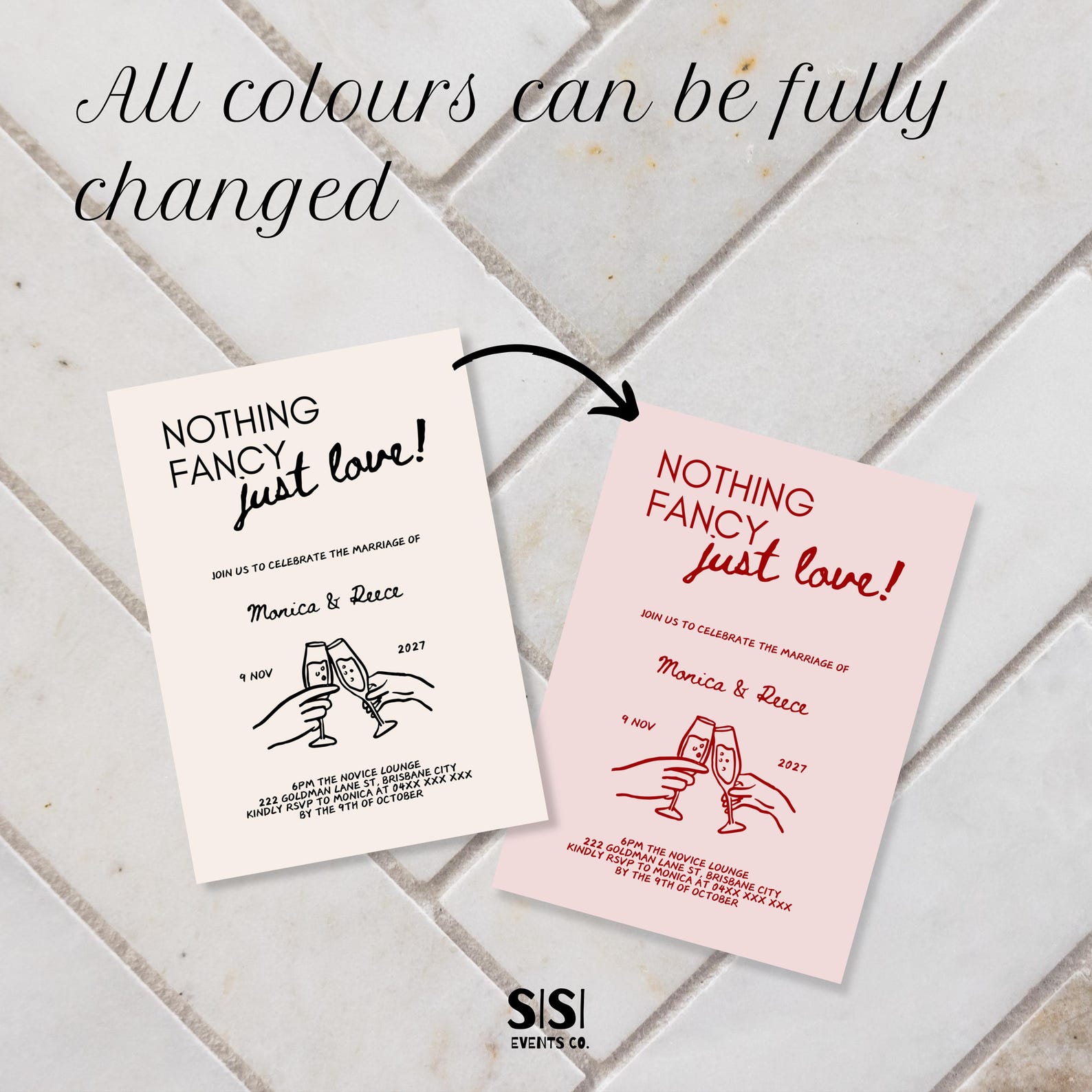 Nothing Fancy Just Love Wedding Invitation Template Hand Drawn Wedding ...
