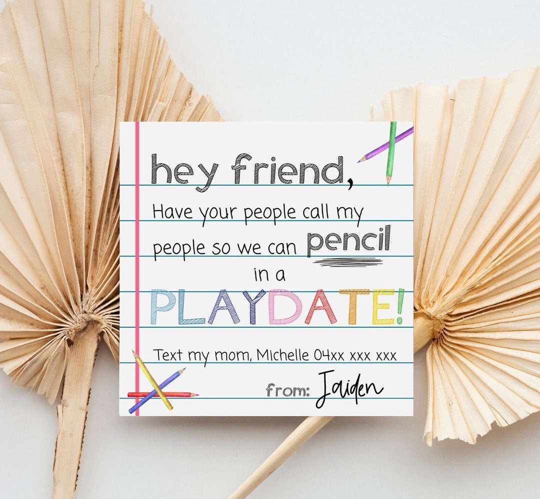 Editable Playdate Cards for Kids Summer Printables Student Gifts End of ...