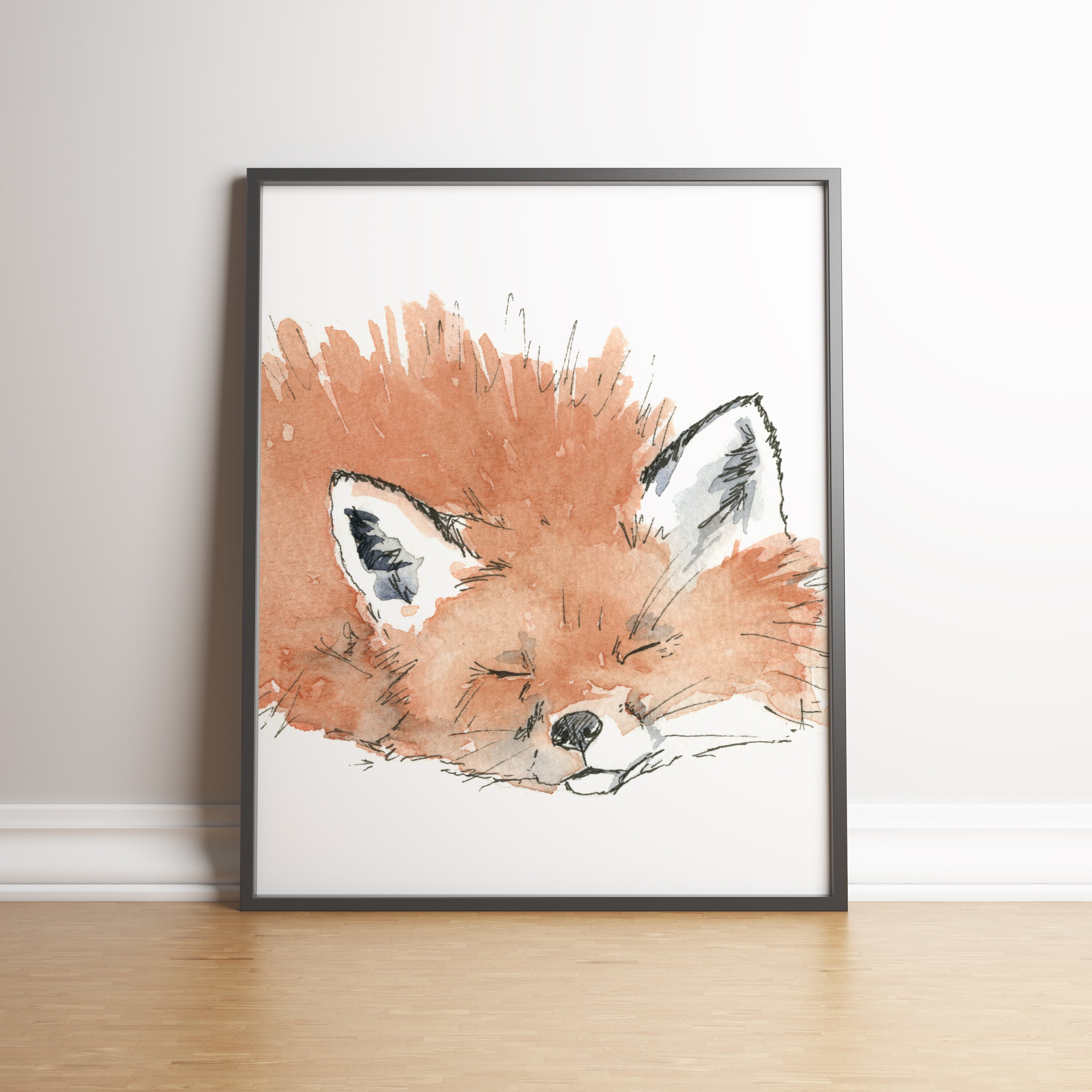 Fox art print for a woodland nursery theme | Etsy