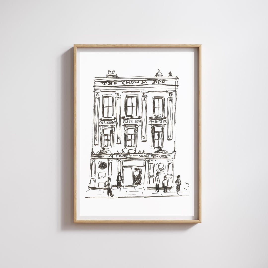 The Crown Bar Belfast Print Irish Pubs Wall Art Northern Ireland ...