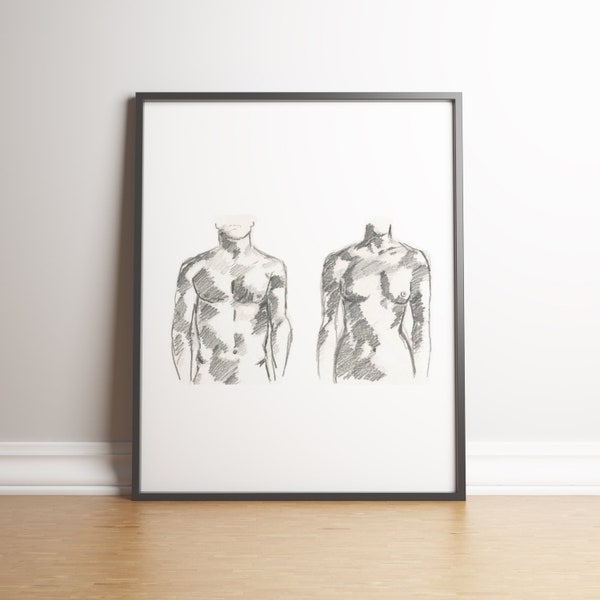 Female Torso Drawing - Etsy