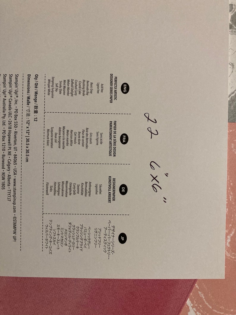 Stampin' Up Cardstock 6x6 Packs of Various Colors of Card Stock Paper ...