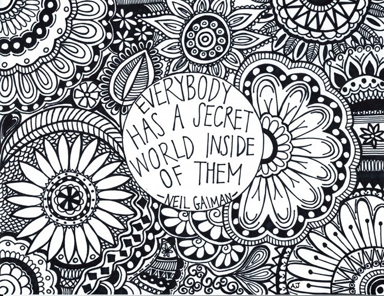 Secret World 8.5x11 ink drawing card-stock print | Etsy