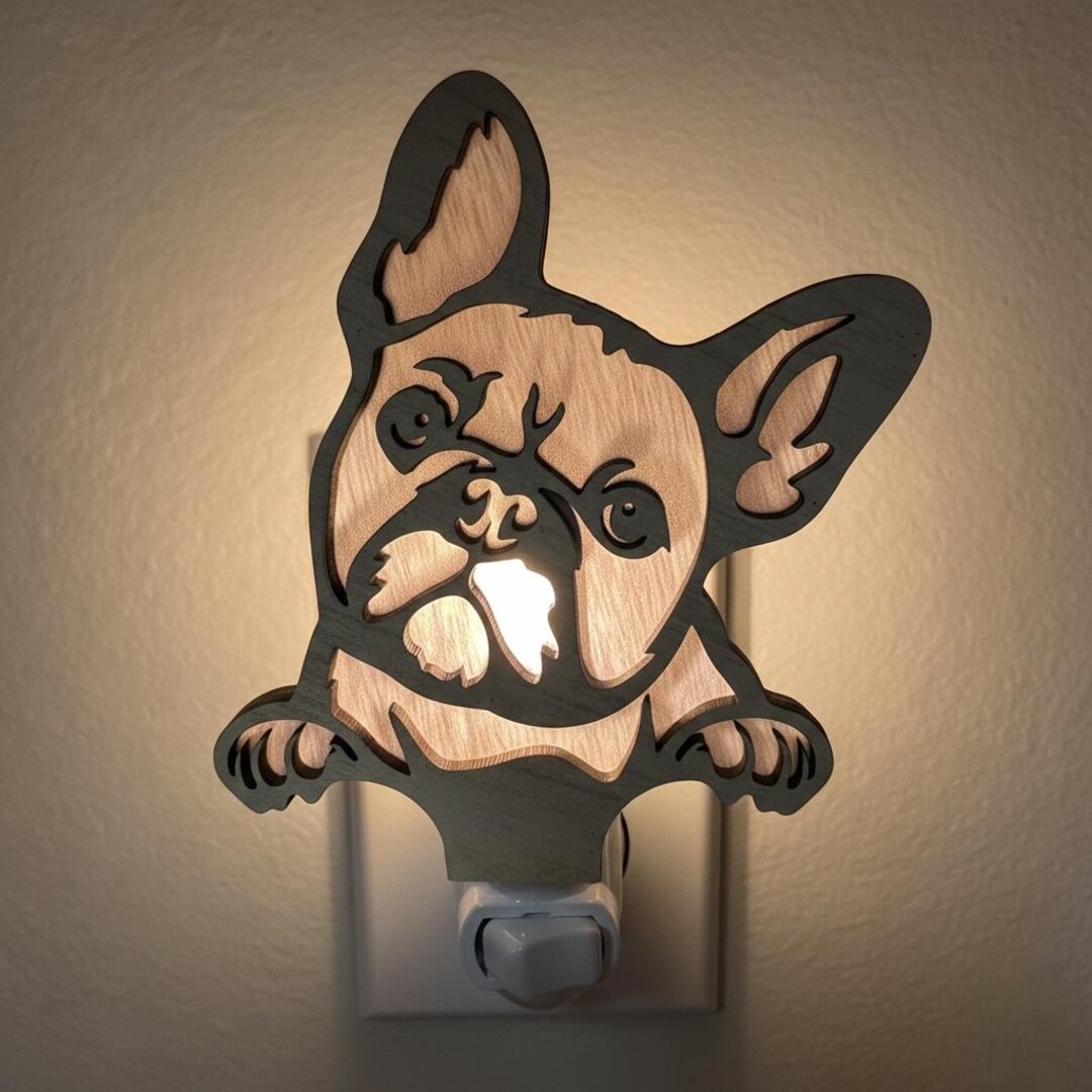 French Bulldog Night Light Wood Frenchie Plug in Dog Lover Gift - Etsy
