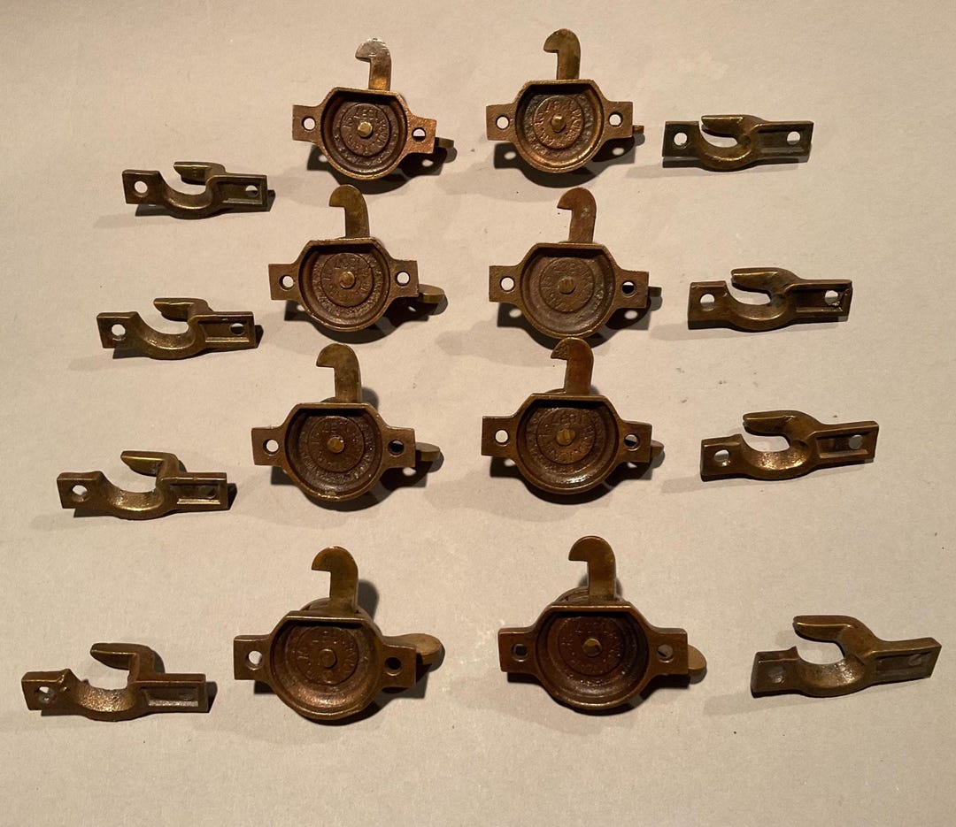 8 Gorgeous Antique Victorian Brass Window Sash Locks 1887 Architectural ...