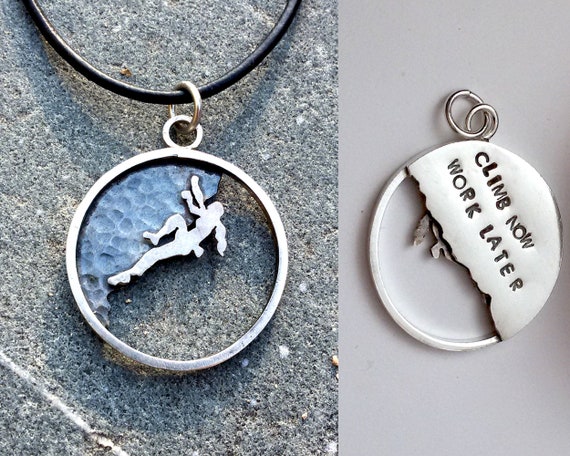 Silver Climber Necklace Handmade Rock Climbing Jewelry and | Etsy