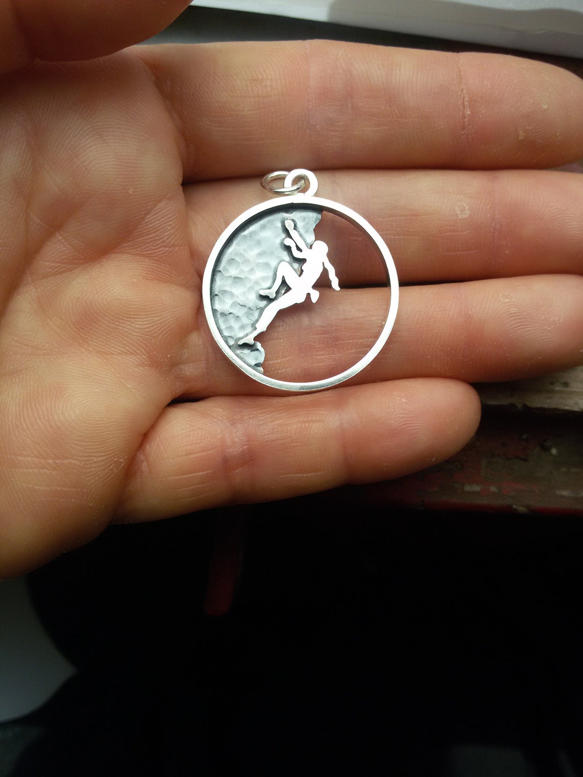 Silver Climber Necklace, Handmade Rock Climbing Jewelry - Etsy