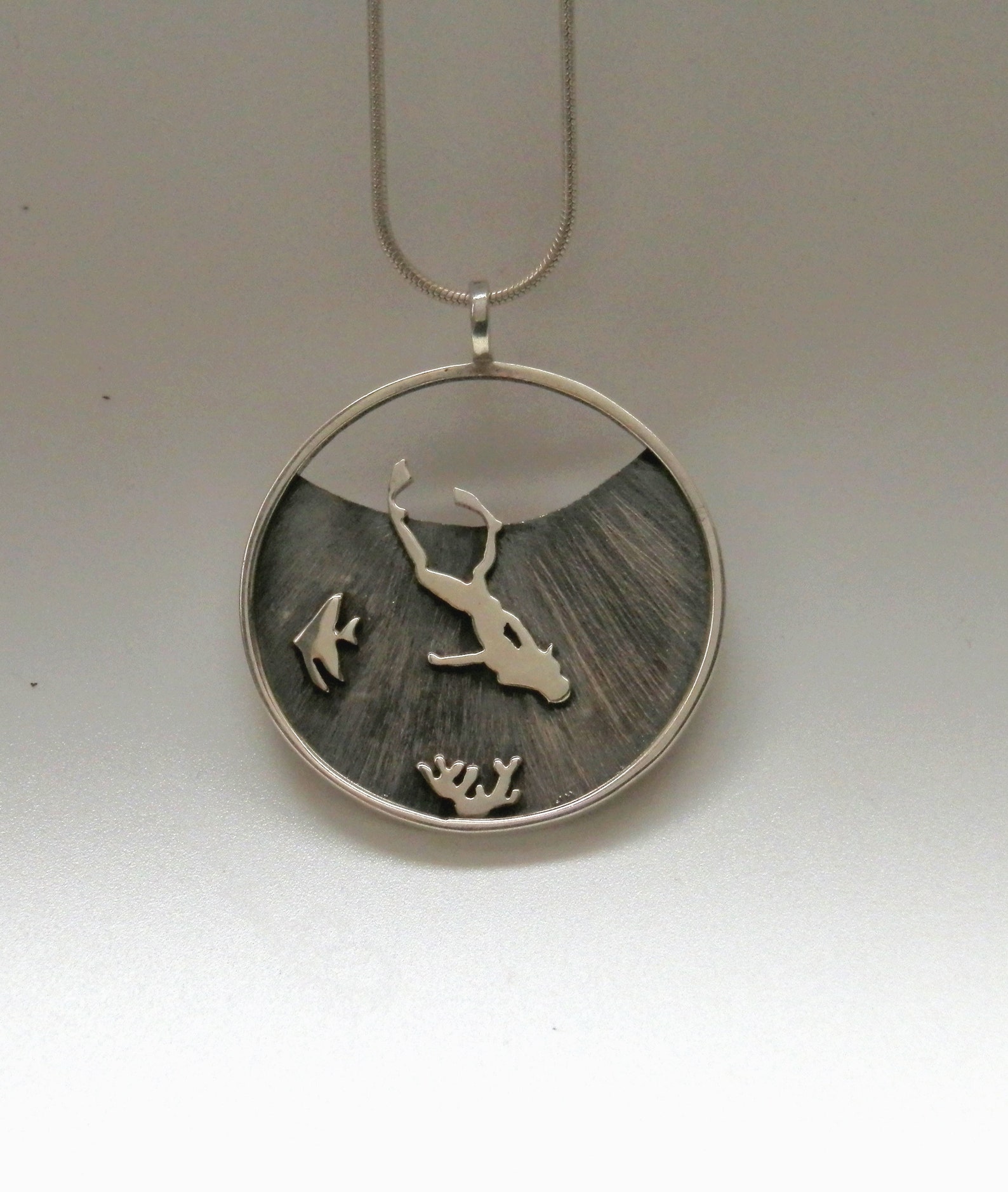 Woman Diver Necklace, Underwater Jewelry, Scuba Diver Girl Gift - Etsy