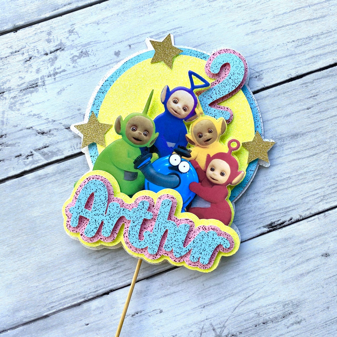 Teletubbies themed personalised cake topper. Kids cake | Etsy