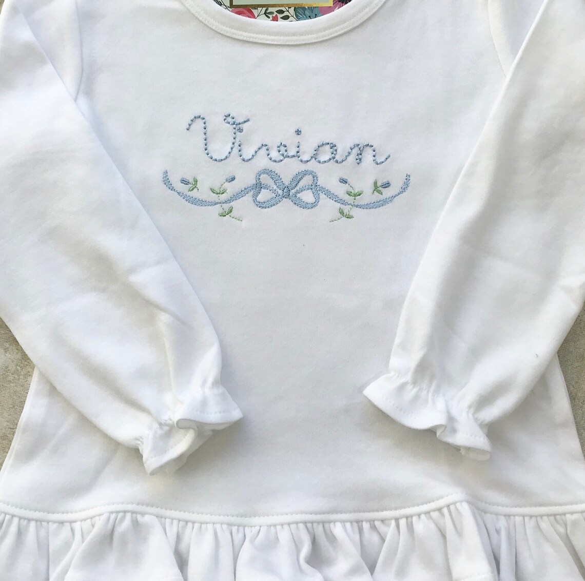Monogrammed Girls Bow Shirt - Light Blue - Personalized Girls Shirt - Etsy