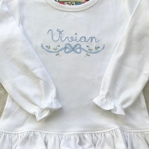 Monogrammed Girls Bow Shirt - Light Blue - Personalized Girls Shirt - Etsy