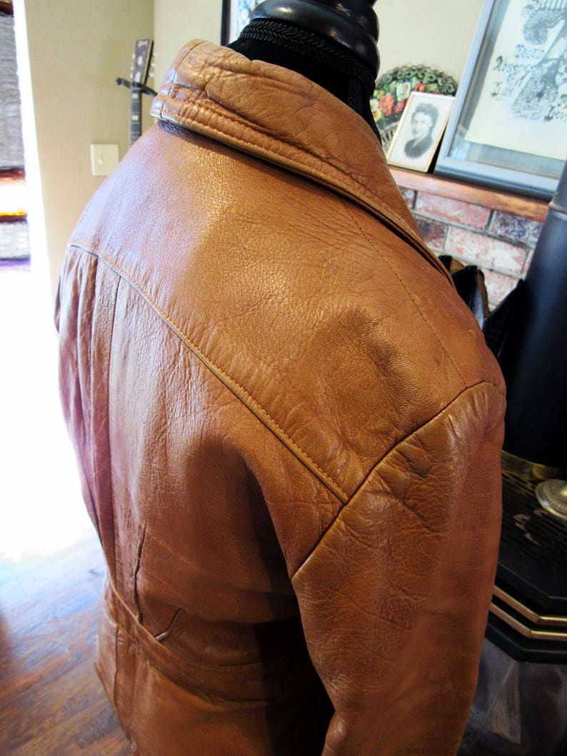 70's Leather Jacket Camel Color Light Brown Button up Size Medium - Etsy