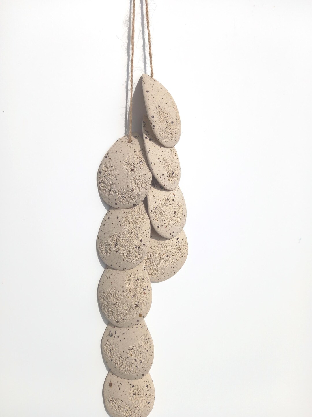 Beige Specked Stoneware Ceramic Tile Wall Hanging - Ceramic Wall Art ...