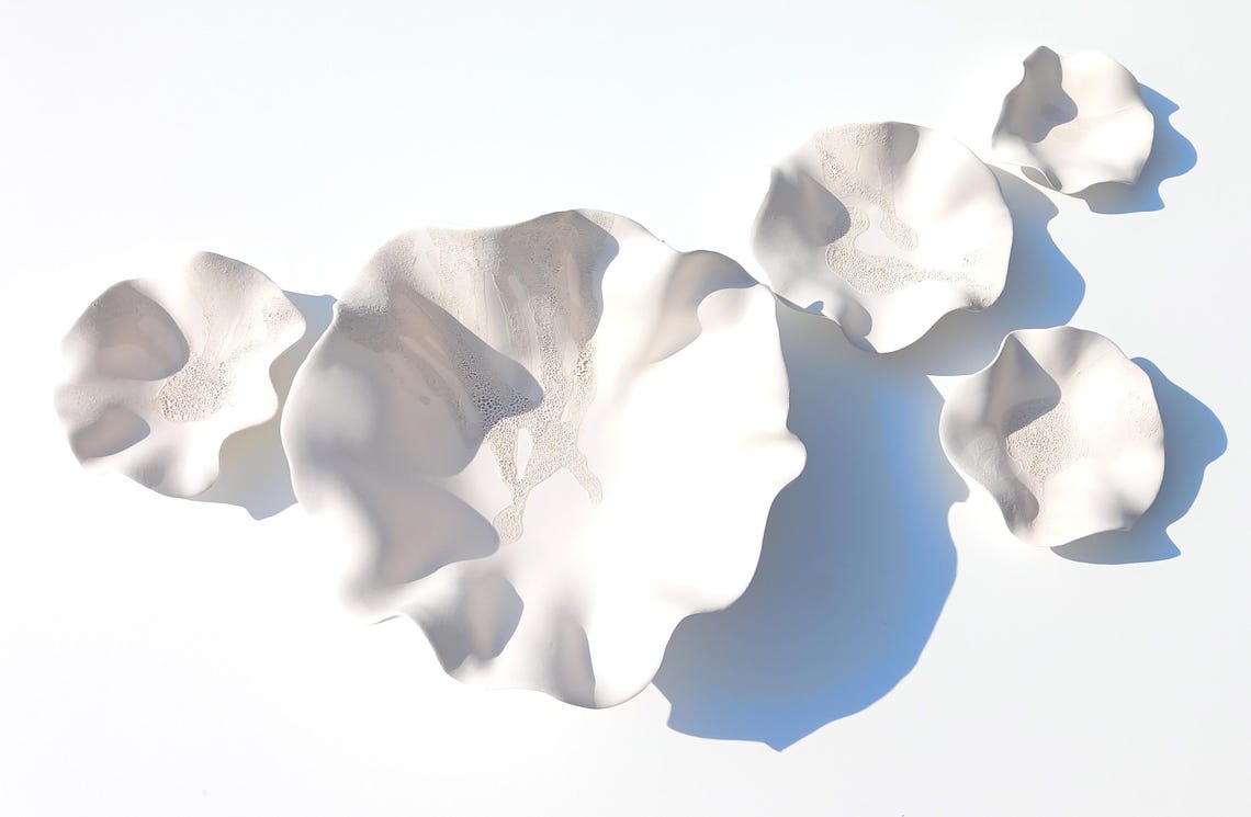 White Ceramic Wall Art: Flower Sculpture Set, Made to Order - Etsy