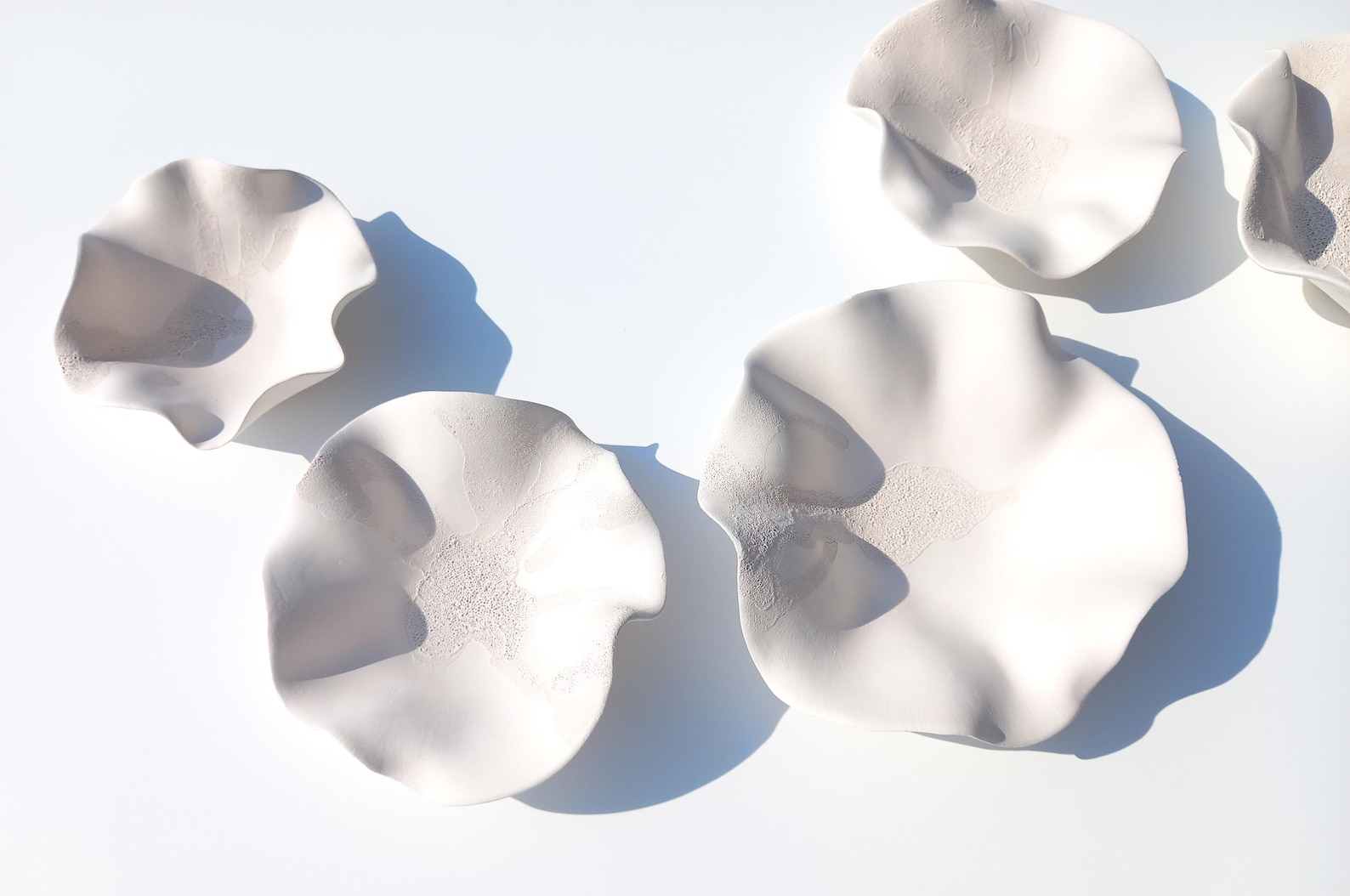 White Ceramic Wall Art: Flower Sculpture Set, Made to Order - Etsy