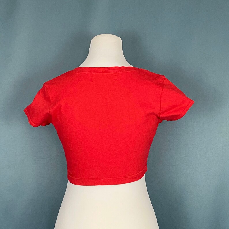 Red Crop Top Medium Short Sleeve Women's 90's Nineties Scoop Neck ...