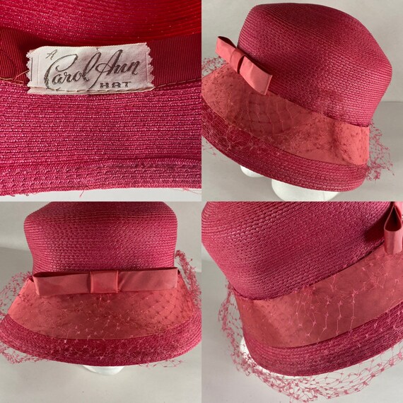 Pink Straw Bucket Hat Sixties Peach Basket Netting AS… - Gem