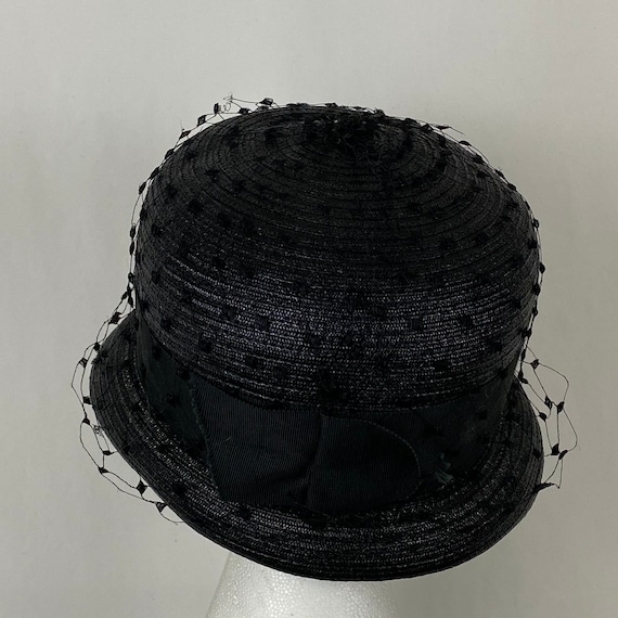 Black Sixties Mod Bowler Hat Small Women's Raffia Str… - Gem