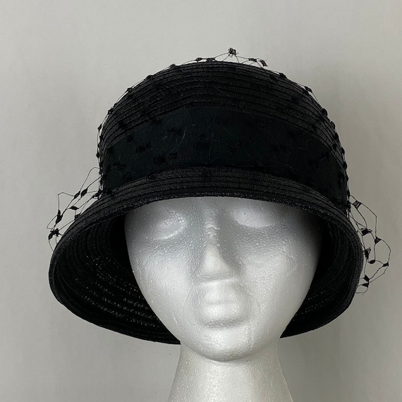 Black Sixties Mod Bowler Hat Small Women's Raffia Str… - Gem