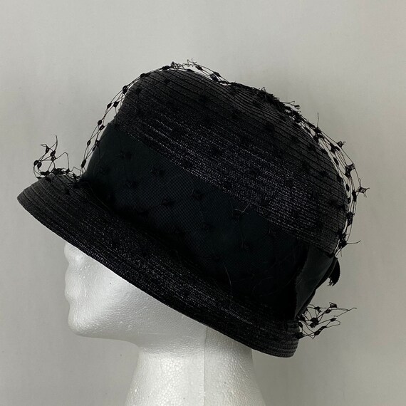 Black Sixties Mod Bowler Hat Small Women's Raffia Str… - Gem