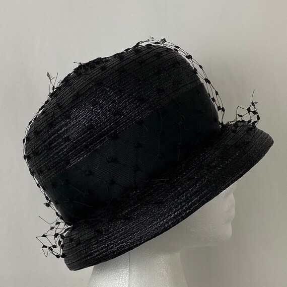 Black Sixties Mod Bowler Hat Small Women's Raffia Str… - Gem