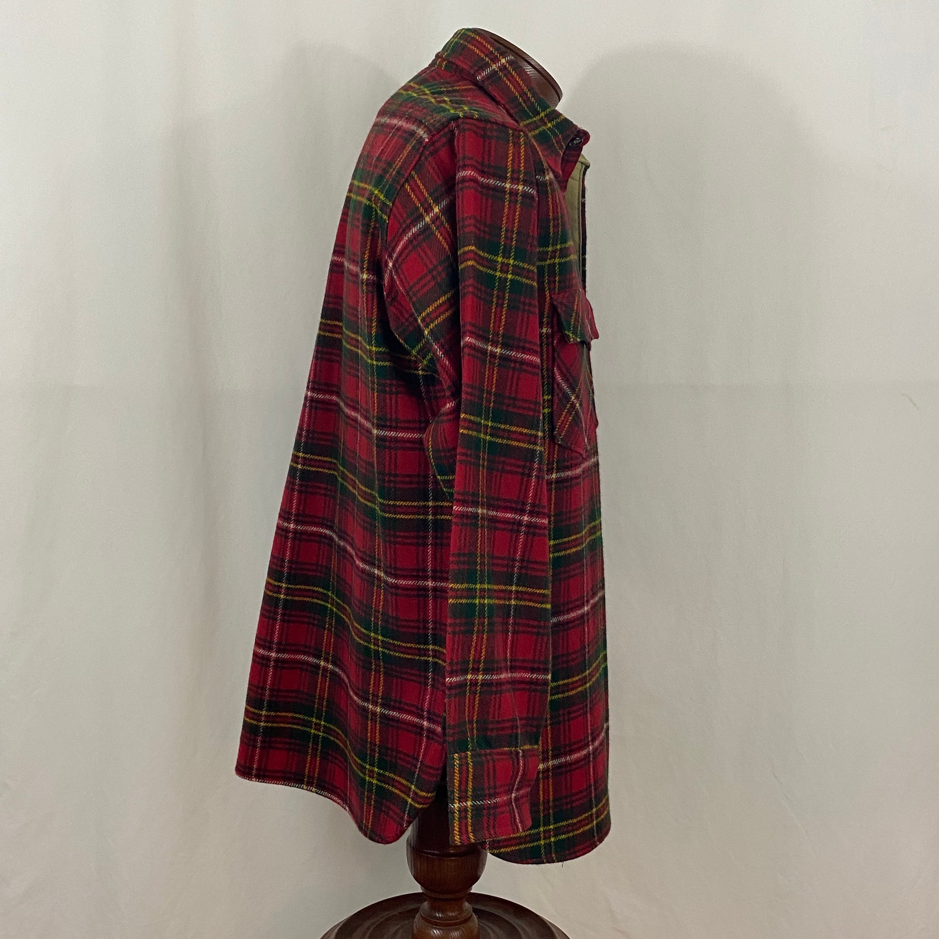 Red Plaid Flannel Shirt Large Men's Jacket Eighties | Etsy