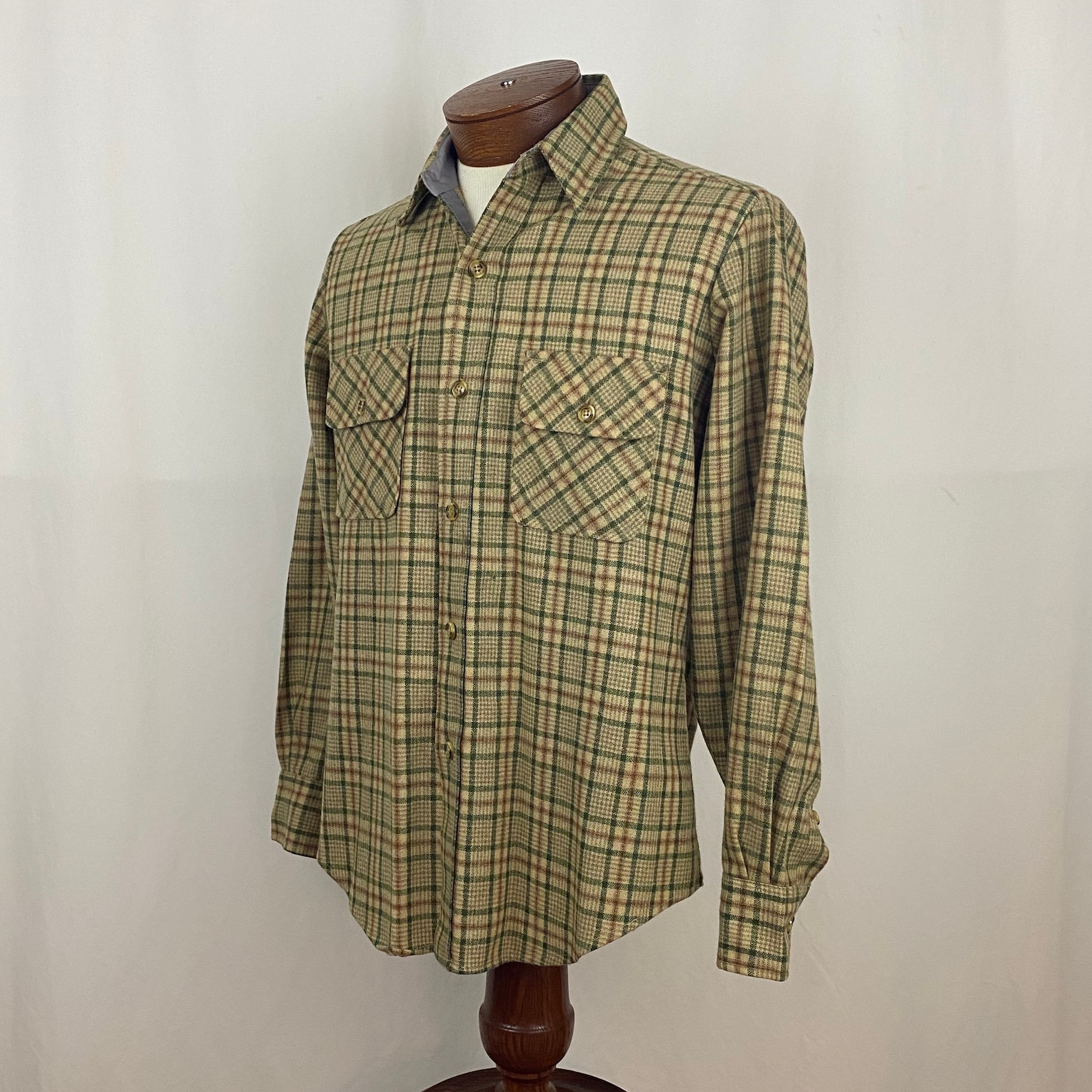 Tan Plaid Flannel Shirt Medium Men's Jacket Eighties - Etsy