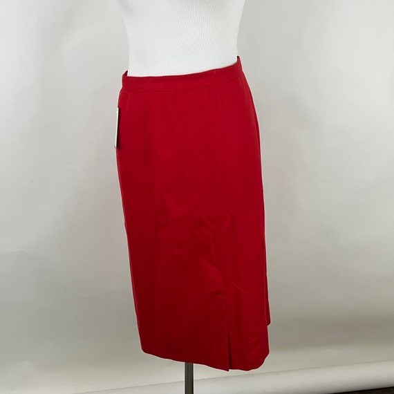 Red Wool Flannel Skirt Set Pencil Skirt Medium Wool 6… - Gem