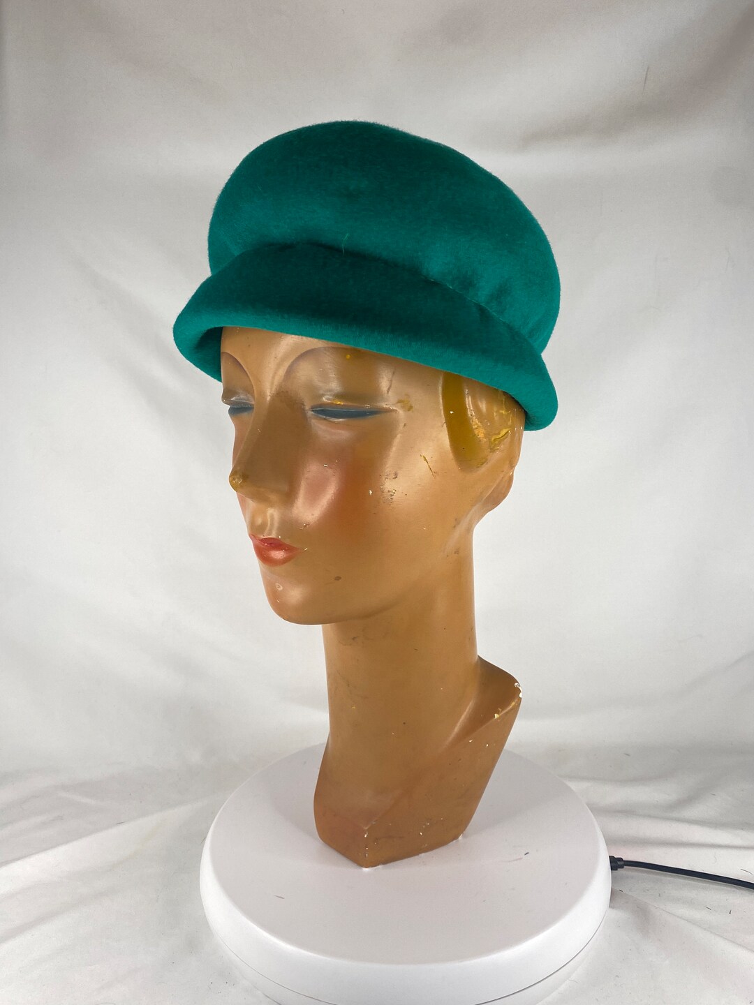 Green Toque Felt Hat Small 22 Capulet Bonnet 50's Women's Bubble Hat ...