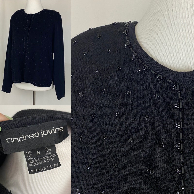 Black Beaded Sweater - Etsy