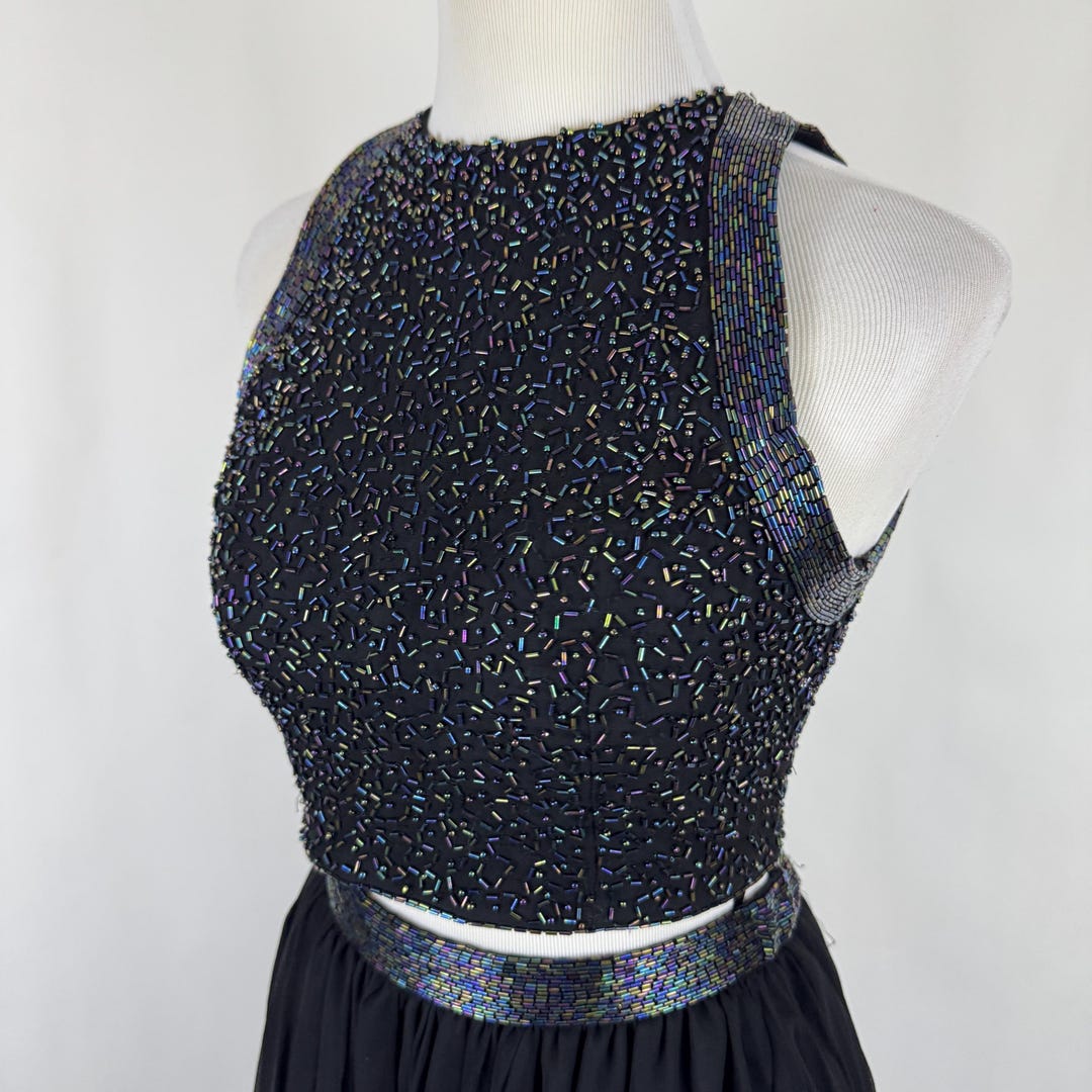 Black Crop Top Formal Dress Small 2 Piece 90's Sleeveless Crop Top ...