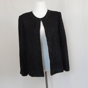 Black Formal Beaded Jacket Medium Long Sleeve Women's Laurence Kazar ...