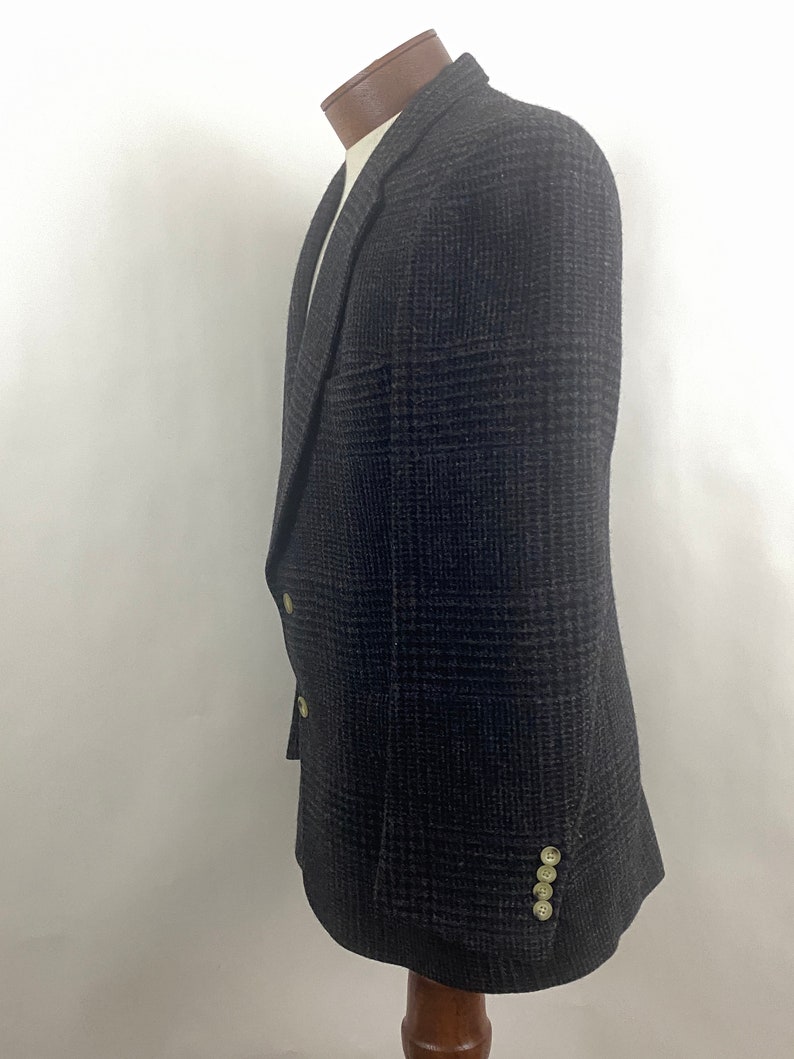 Black Glen Plaid Sport Coat Large 46S 46 Short Blazer Jacket Gray ...
