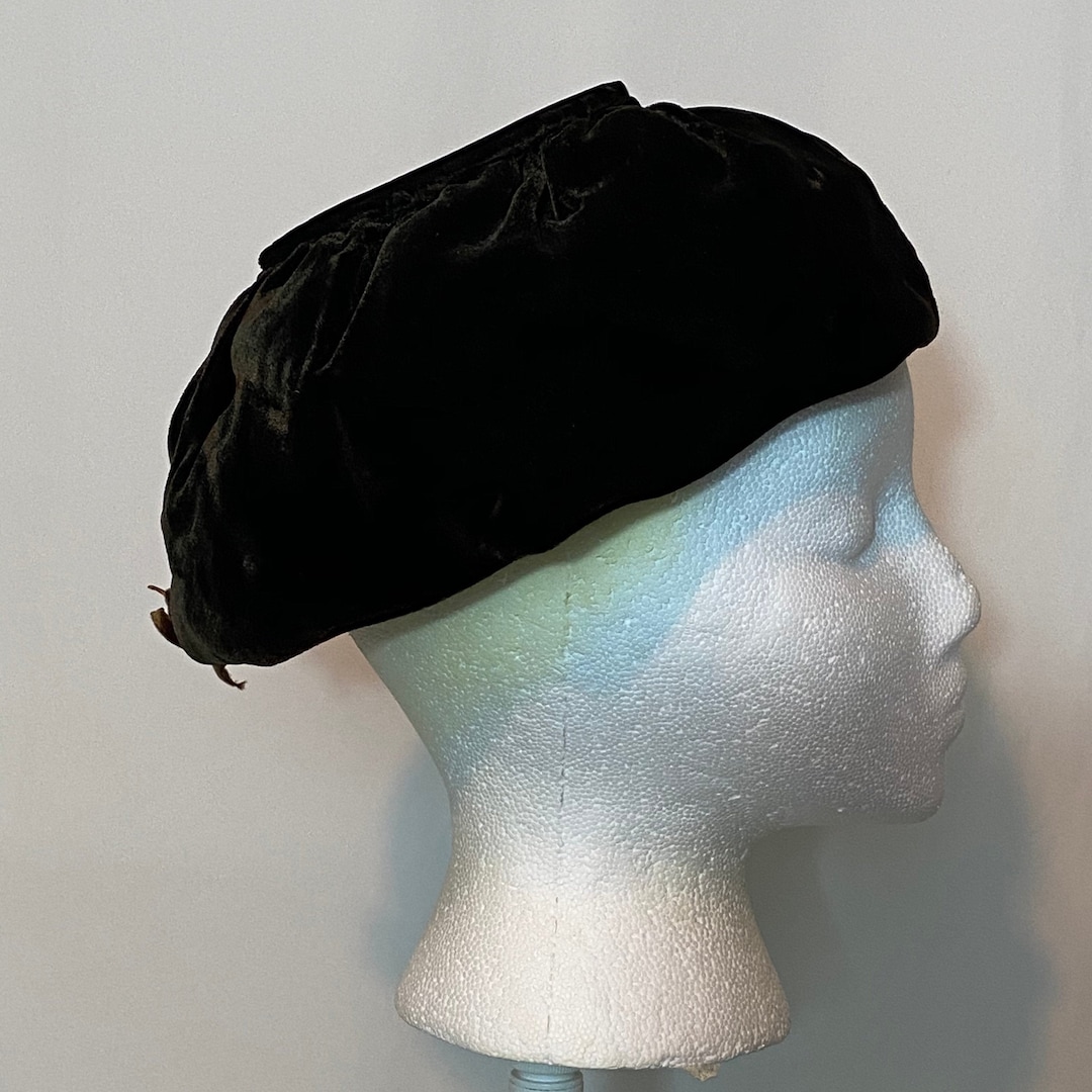 Brown Velvet Saucer Hat AS IS 50's Original Roberta Bernays Tambourine ...