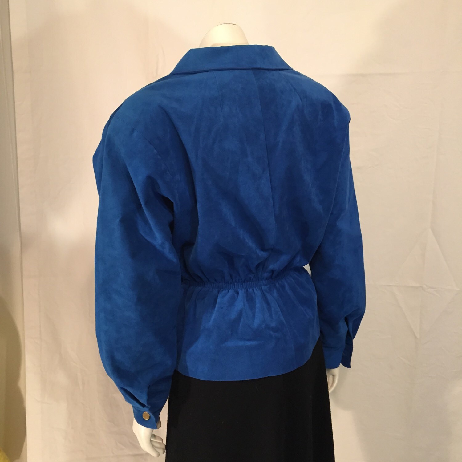Blue Ultrasuede Bomber Jacket Medium Ultra-suede Halston 80s | Etsy