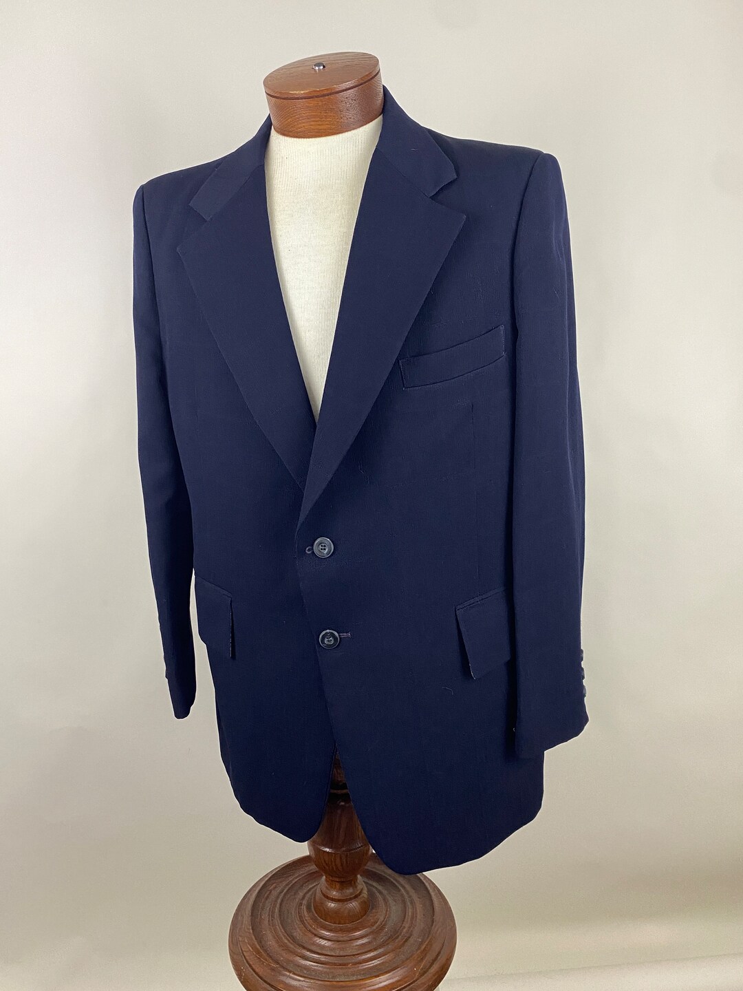 Navy Blue Suit 42R Large Sport Coat 70's 40 Waist 33 Inseam Trousers ...