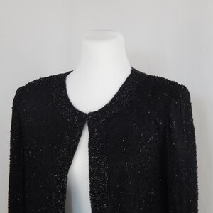 Black Formal Beaded Jacket Medium Long Sleeve Women's Laurence Kazar ...