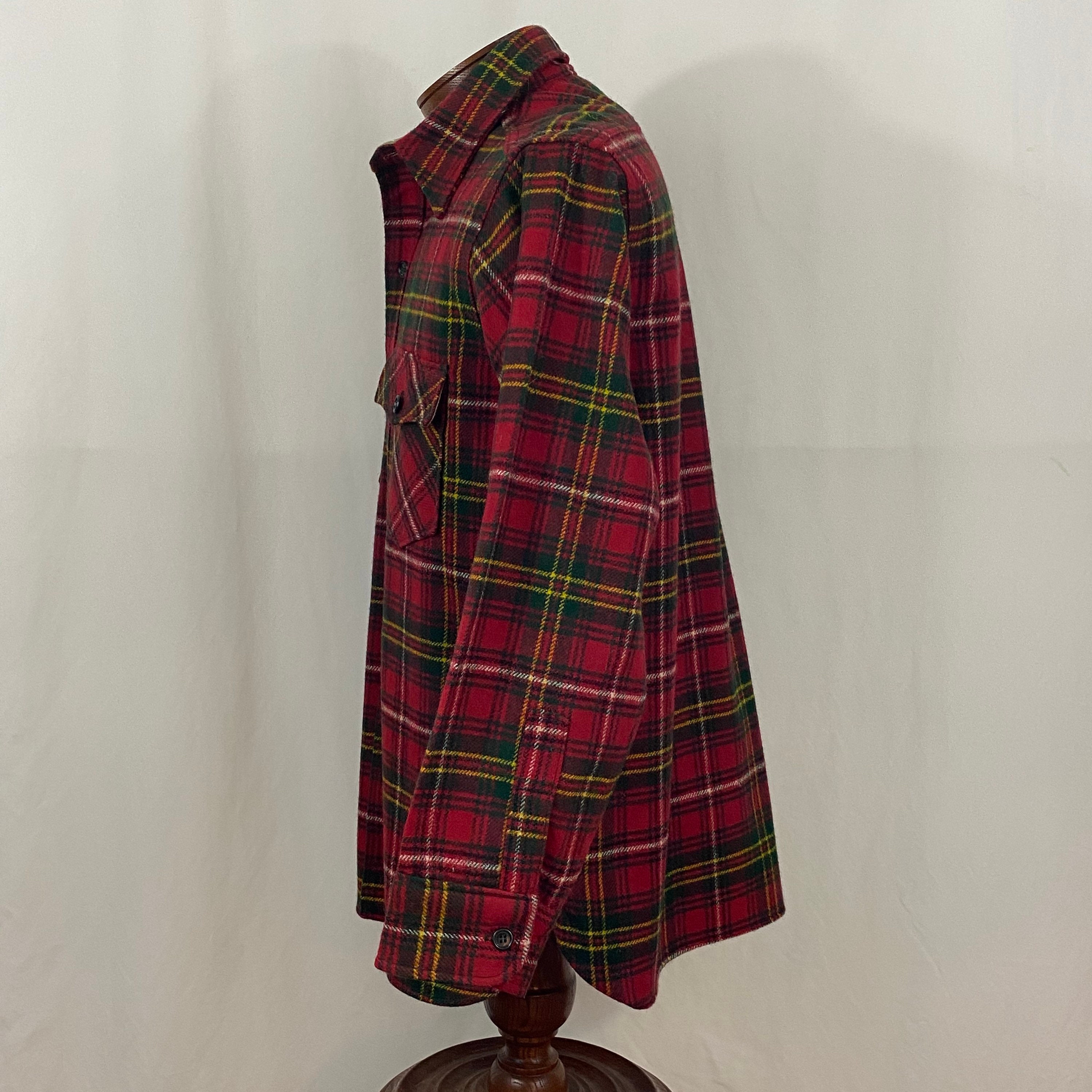 Red Plaid Flannel Shirt Large Men's Jacket Eighties | Etsy