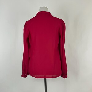 Red Sheer Blouse Medium 70's Shawl Collar Shirt Long Sleeve Shirt ...
