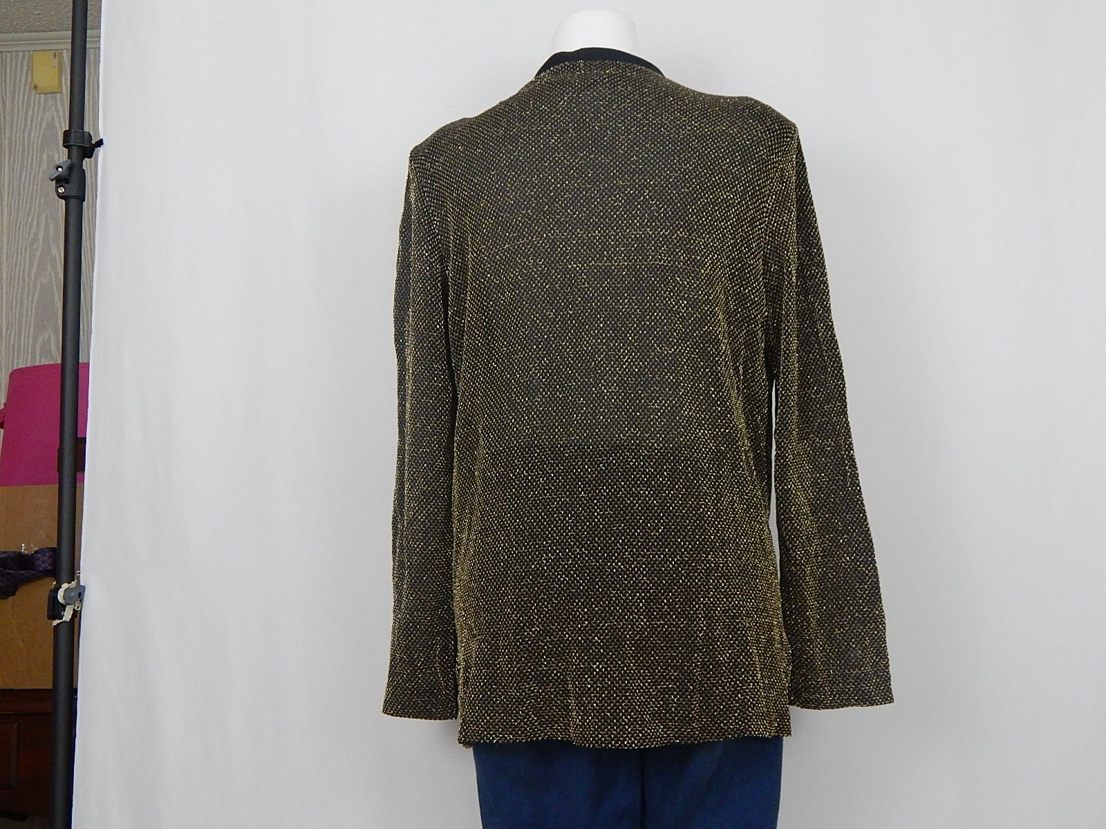 Black Gold Disco Jacket Large L Metallic Gold Shell Blouse | Etsy