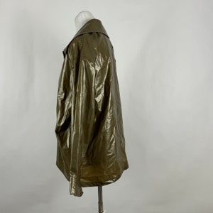 80s Metallic Gold Raincoat: Mod Vinyl Collar, Button Front (small ...