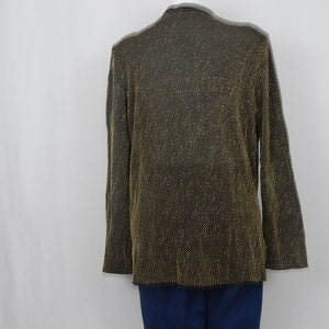 Black Gold Disco Jacket Large L Metallic Gold Shell Blouse Long Sleeve ...