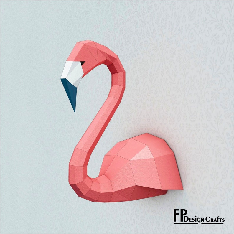 Pink Flamingo Papercraft, Low Poly Flamingo, 3D Paper Craft Sculpture ...